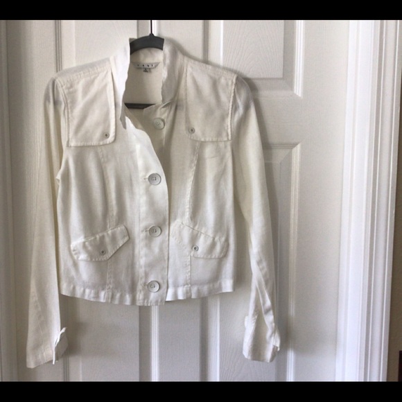 CAbi | Jackets & Coats | Cabi Womens White Linen Topside Topper Blazer ...